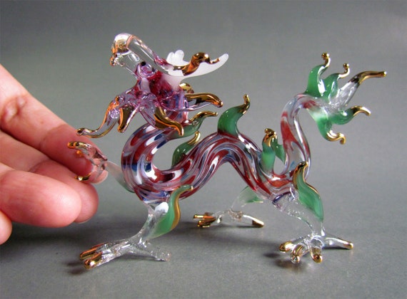 Glass Sculptures & Figurines Glass Art Dragon Hand Blown Glass Figurine ...