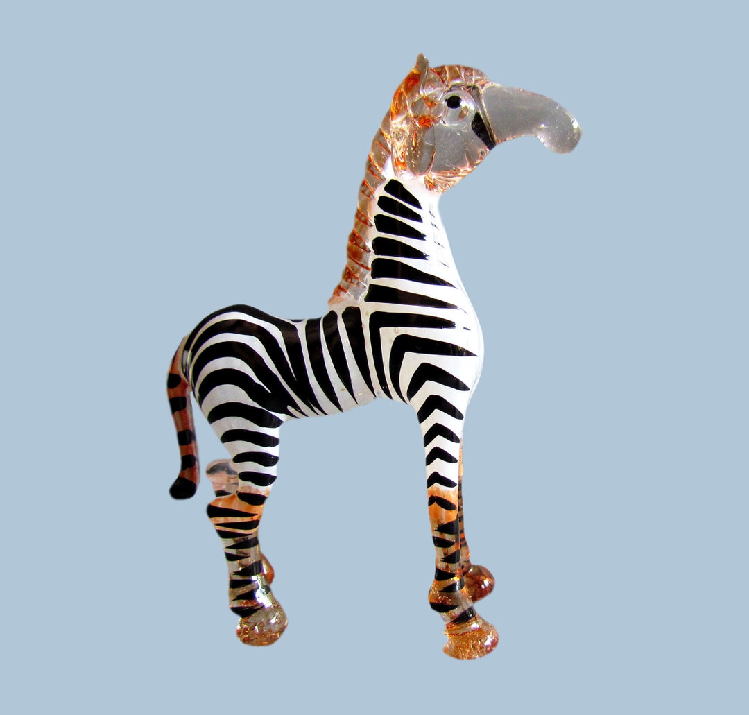 Hand Blown Glass Figurine Zebra Hand Painted Lampwork - Etsy