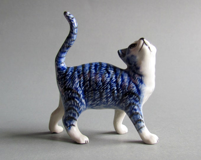 Miniature Cat Ceramic Figurine Small Animal Figurine Pet Kitty ...