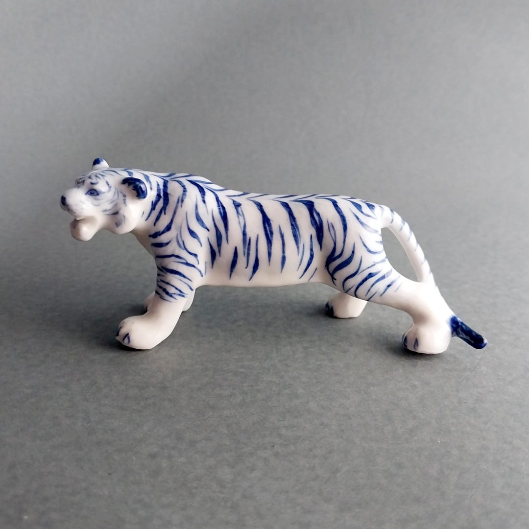 Miniature Ceramic Animal Figurine Porcelain Tiger Statue Wild Gift ...