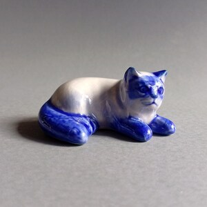 Delft Blue Ceramic Cat Figurine: Hand-painted Holland Decor - Etsy