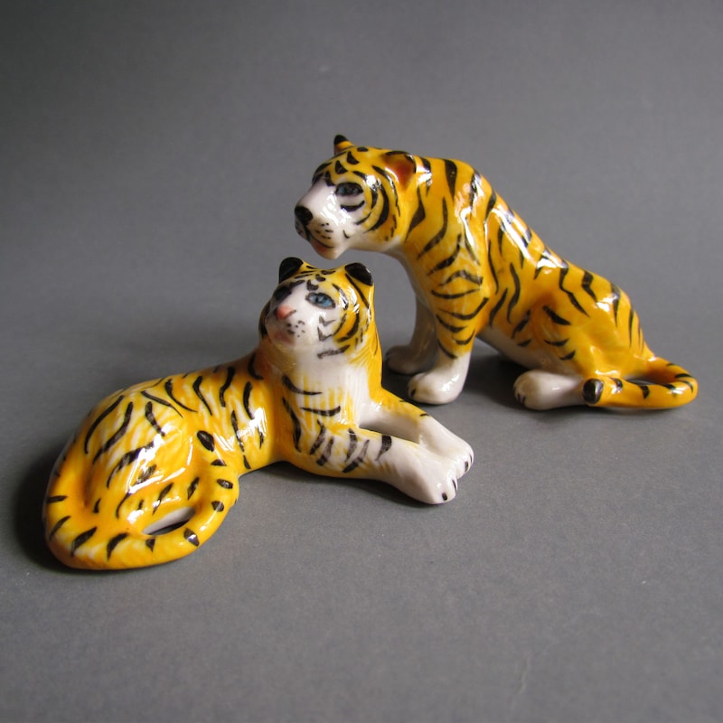 Porcelain Tiger Figurine - Etsy