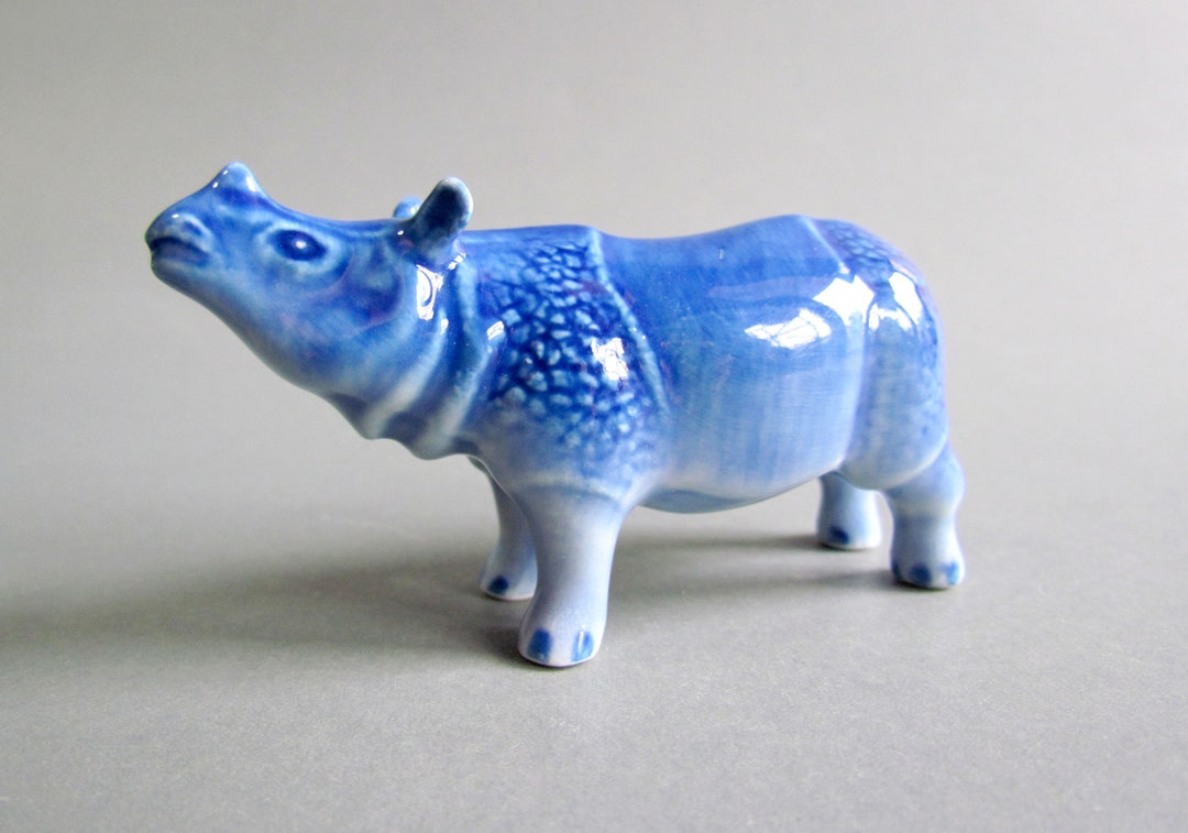 Ceramic Sculpture Rhinoceros Small Animal Rhino Statuette - Etsy