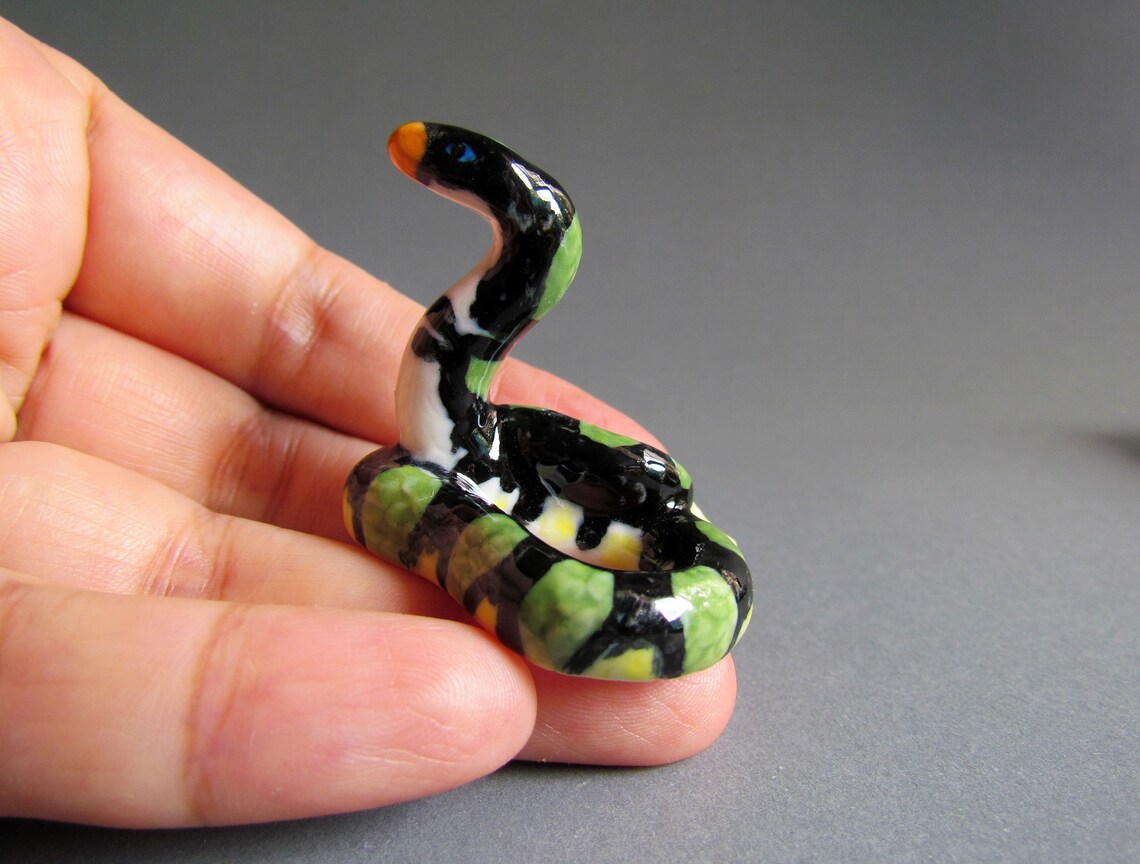 Snake Miniature Ceramic Animal Figurine Snake Porcelain Statue | Etsy