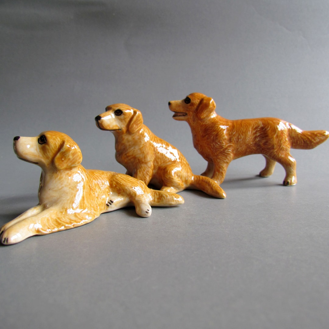 Golden Retriever Dog Figurine Little Animal Small Miniature Ceramic ...