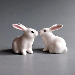 Rabbit Little Animal Miniature Ceramic Porcelain Figurine Statue Easter ...