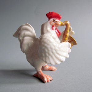 Miniature Ceramic Figurine Chicken Musician Instrumentalist Little ...