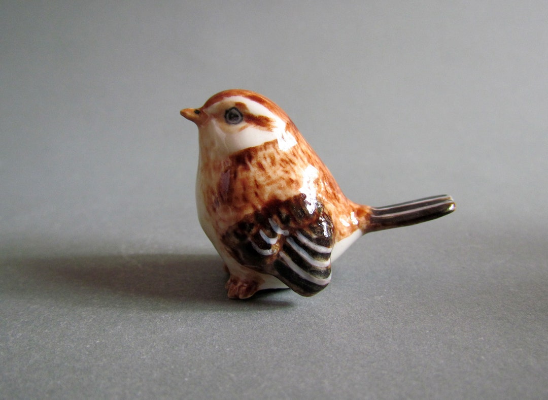 Adorable Brown Sparrow Bird Handcrafted Miniature Ceramic Porcelain ...