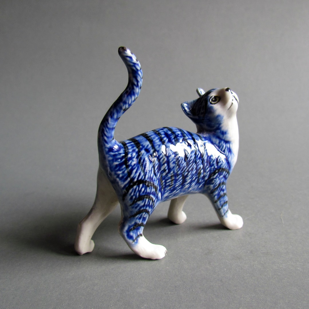Miniature Cat Ceramic Figurine Small Animal Figurine Pet Kitty ...