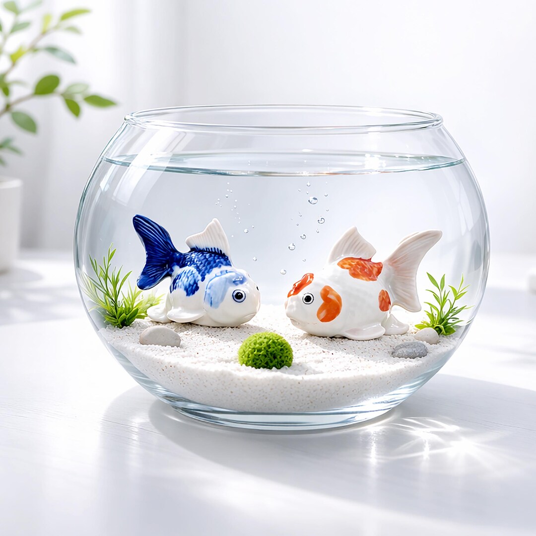 Hand Painted Ceramic Goldfish Figurine | Koi Fish Decor - Etsy