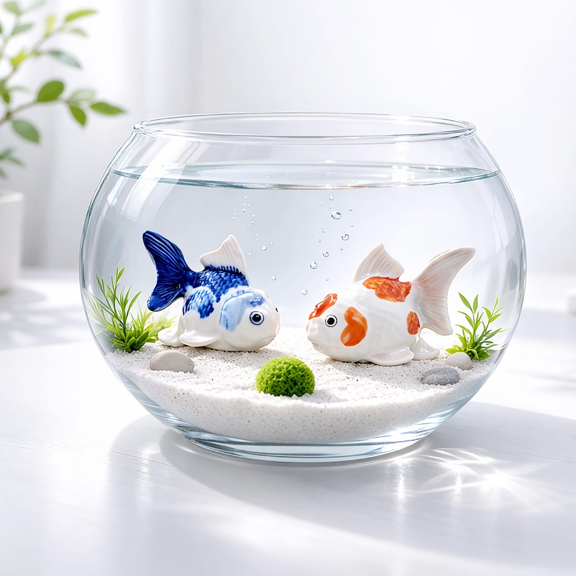 Hand Painted Ceramic Goldfish Figurine | Koi Fish Decor - Etsy