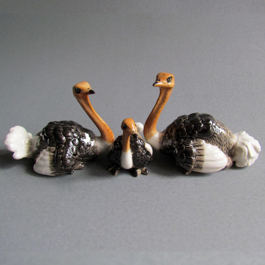 Miniature Ceramic Figurine Ostrich Bird Figures Decor Collectible Tiny ...