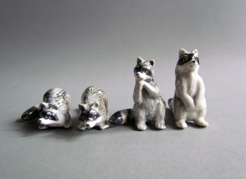 Miniauture Raccoon Ceramic Porcelain Animal Figurine - Etsy