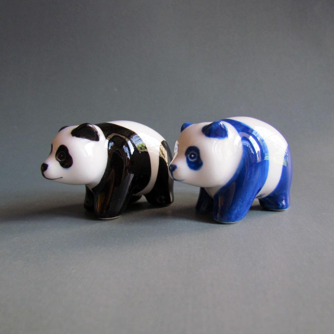 Panda Bear Ceramic Figurine Miniature Porcelain Animal Statue ...