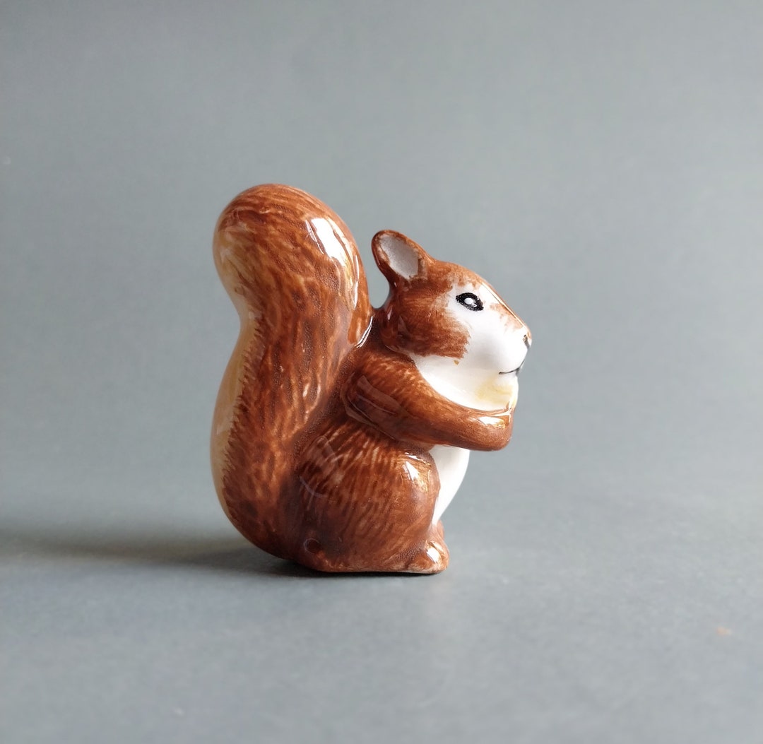 Miniature Ceramic Figurine Brown Squirrel Little Animal Porcelain ...