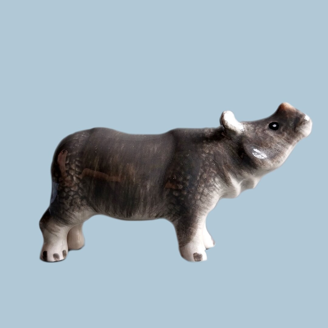 Ceramic Sculpture Rhinoceros Small Animal Rhino Statuette - Etsy