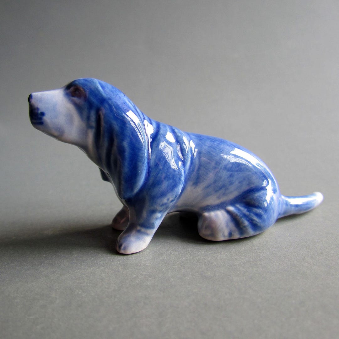 Dog Ceramic Figurine Miniature Porcelain Animal Statue Collectible ...