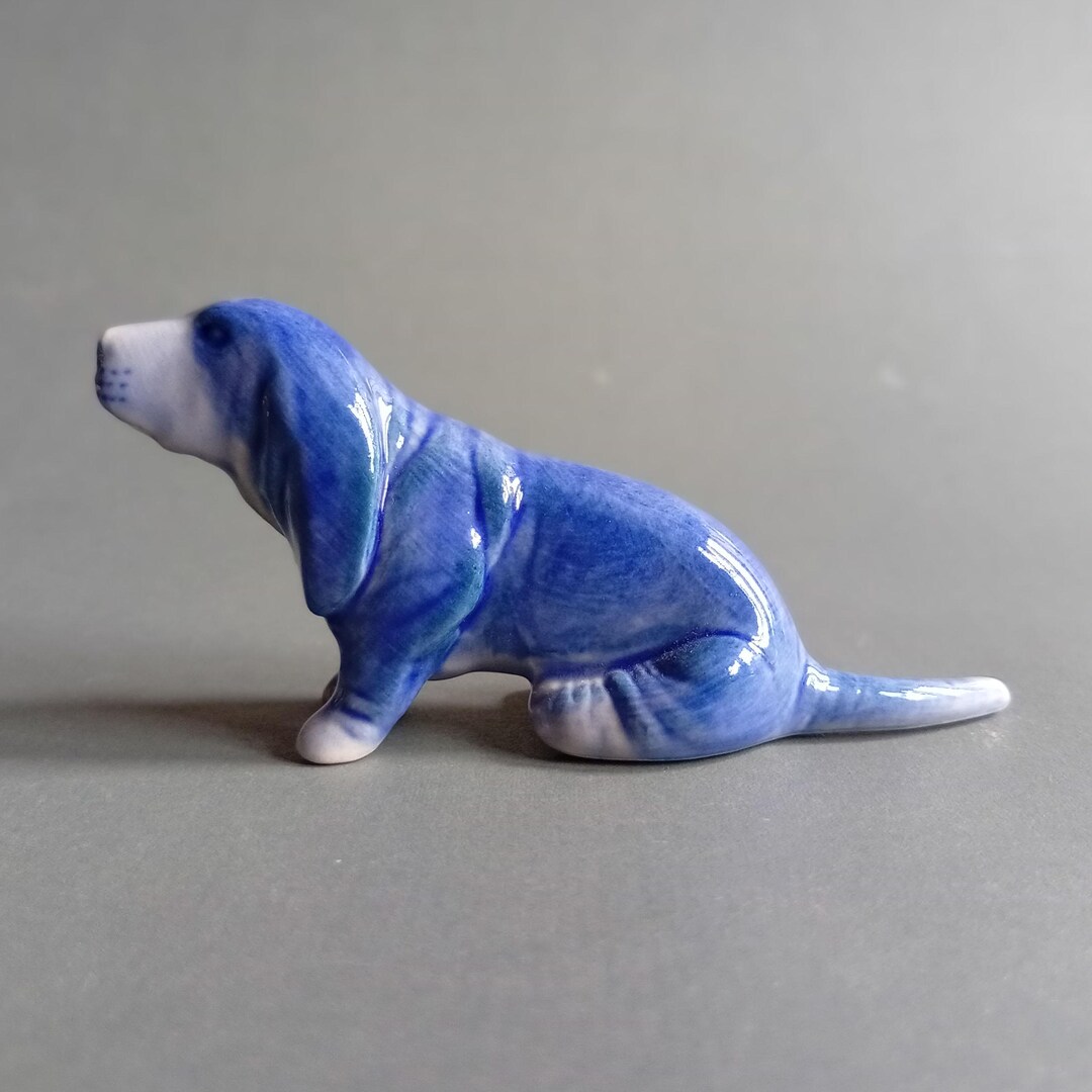 Dog Ceramic Figurine Miniature Porcelain Animal Statue Collectible ...