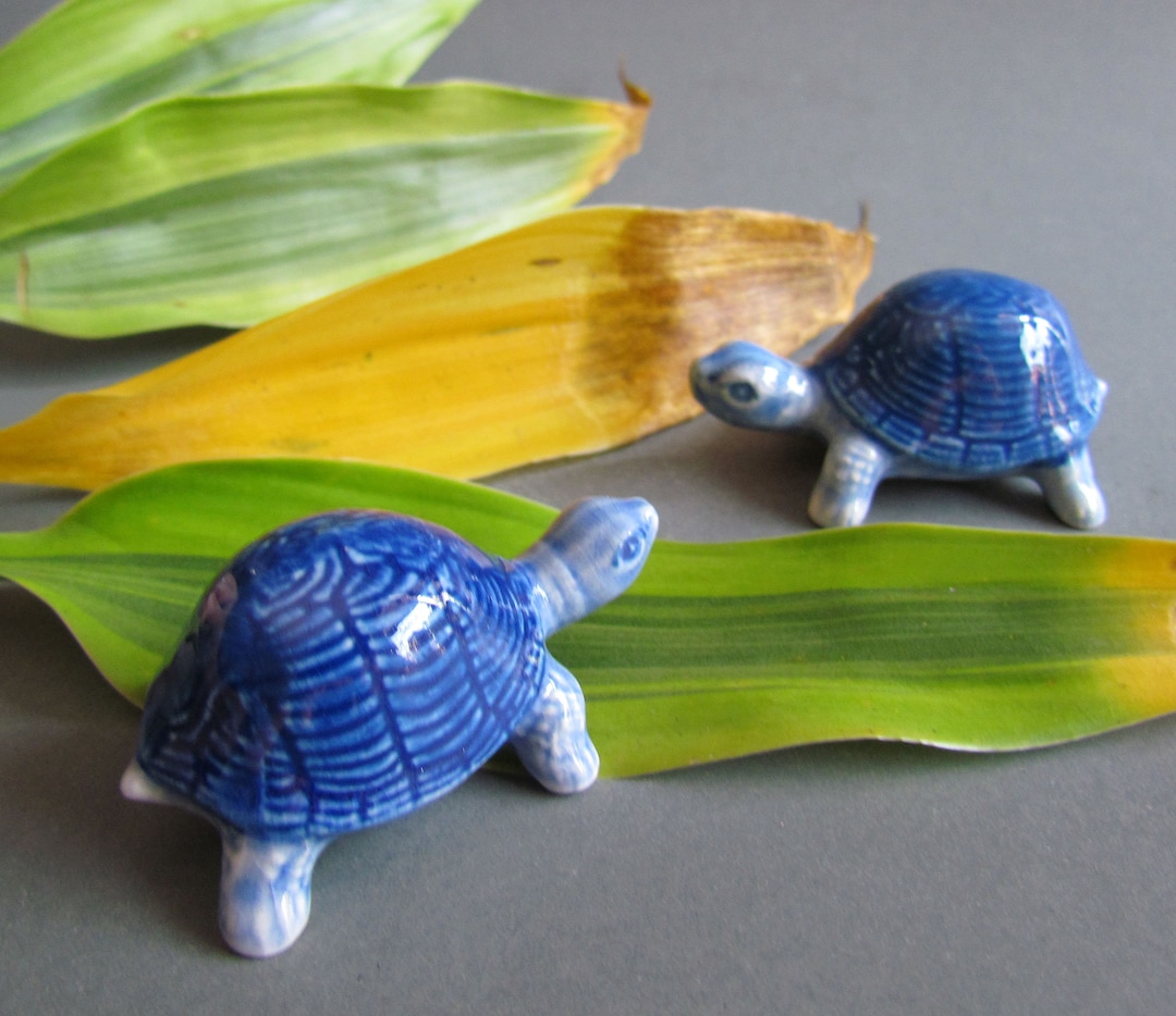 2 of Turtles Ceramic Animal Figurine Tiny Miniature Porcelain Staue ...