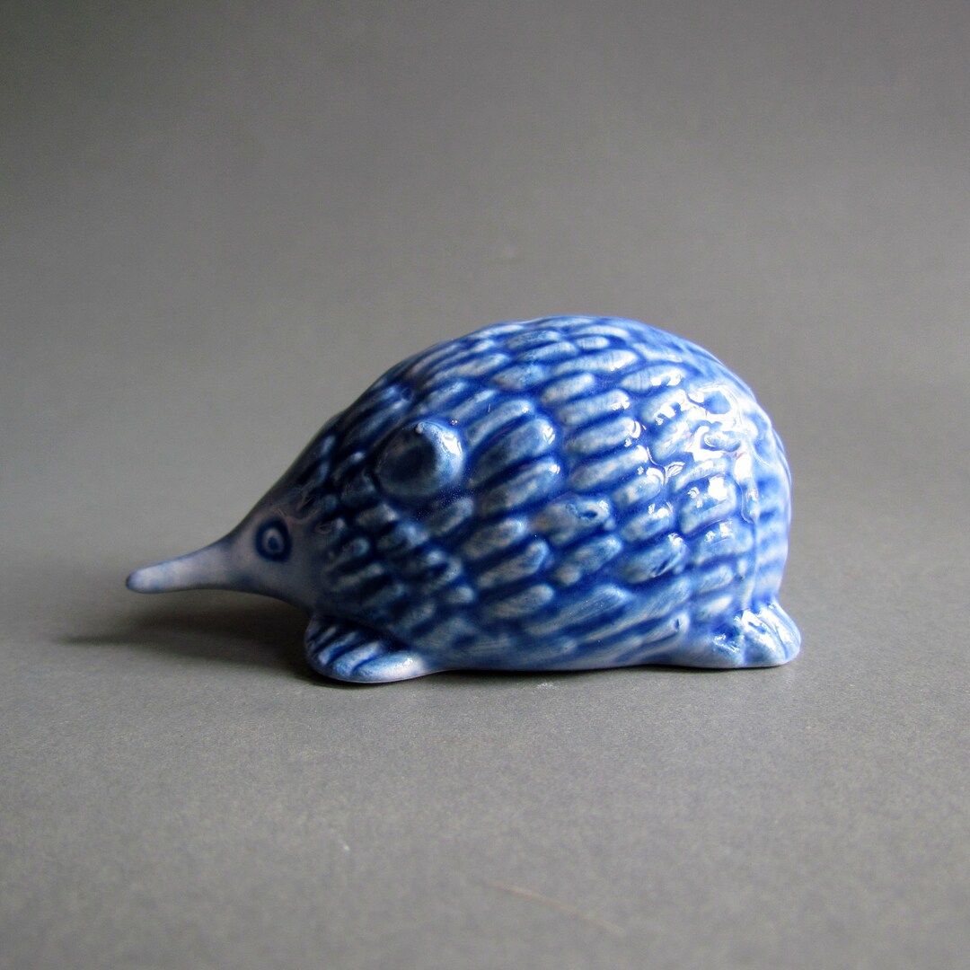 Hedgehog Porcupine Royal Blue Ceramic Animal Figurine Statue Delft Blue ...
