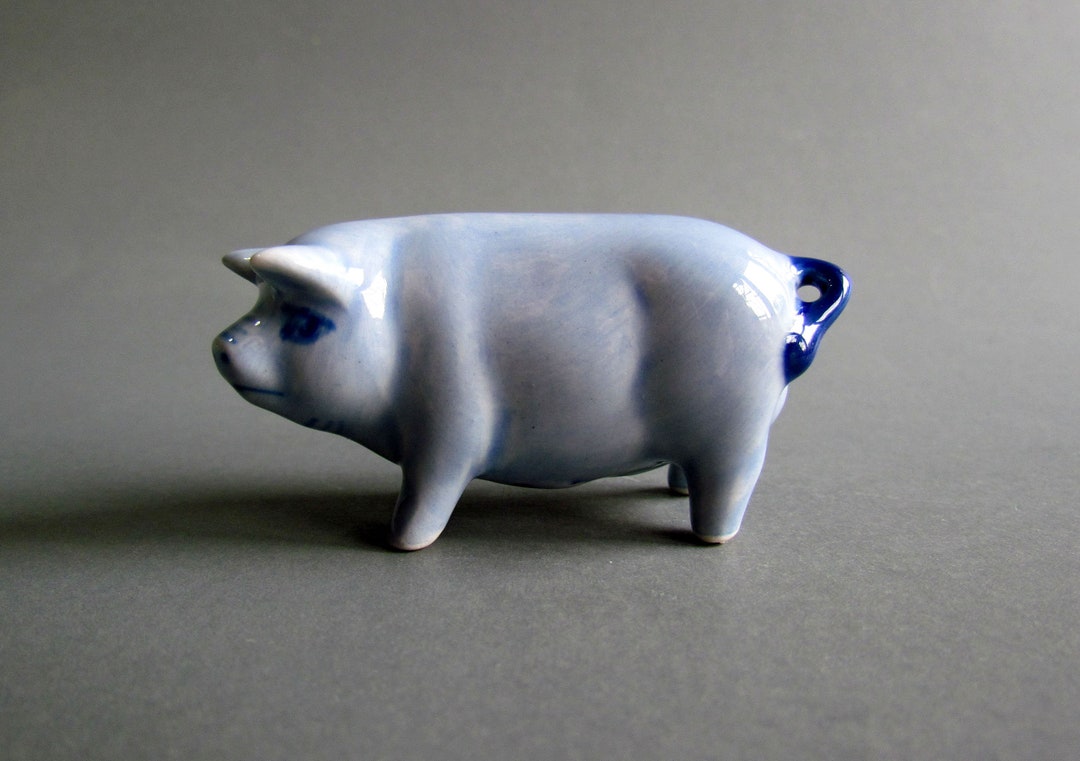 Pig Miniature Ceramic Animal Figurine Little Piggy Porcelain Farm ...