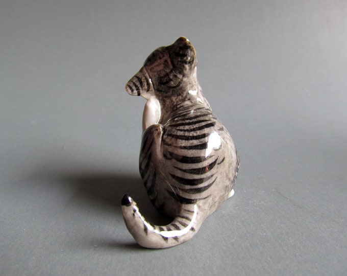 Miniature Cat Ceramic Figurine Small Animal Figurine Pet Kitty ...