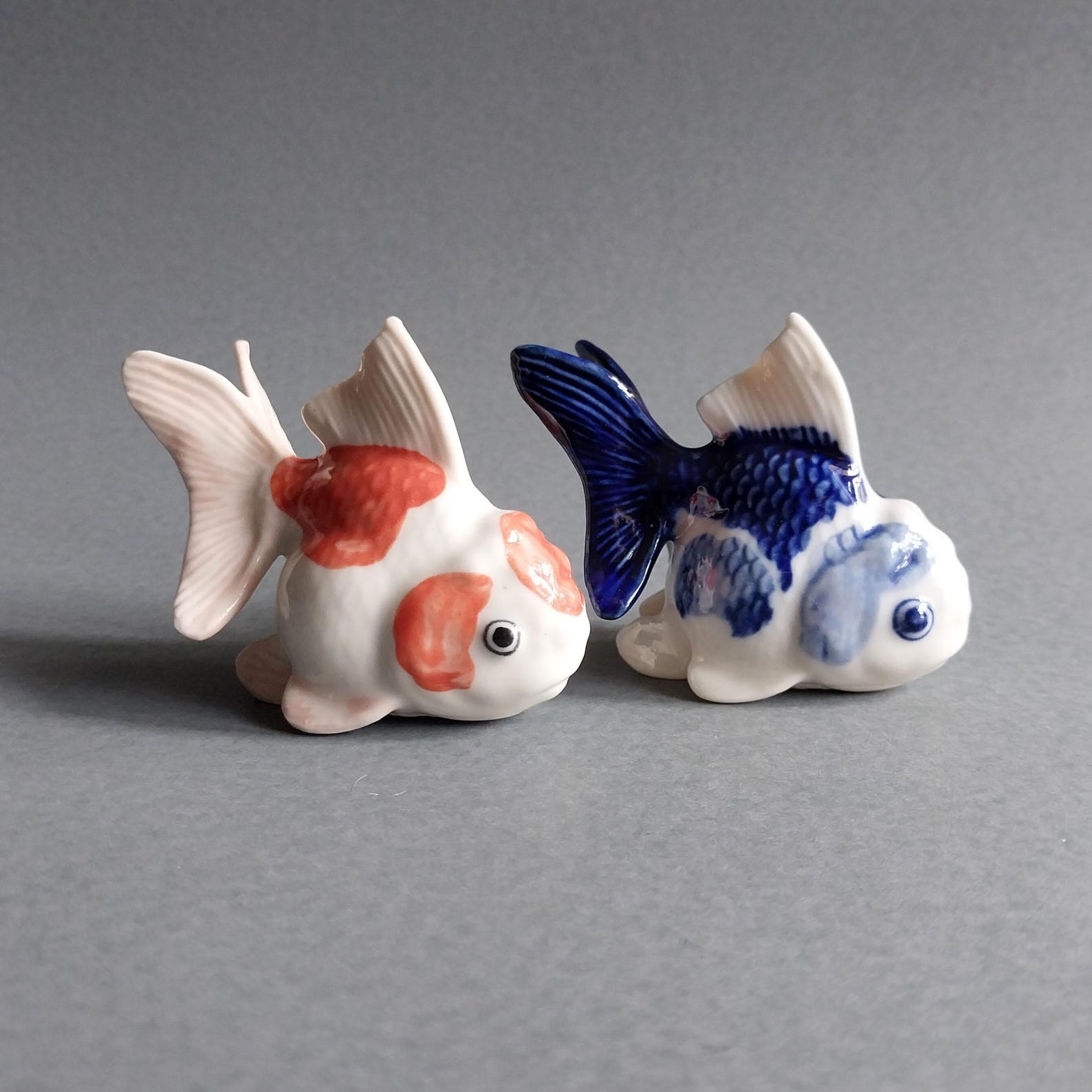 Hand Painted Ceramic Goldfish Figurine | Koi Fish Decor - Etsy