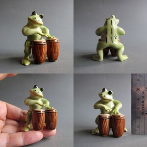 Miniature Ceramic Figurine Frog Musician Little Animal Statue Figurine ...