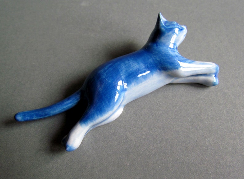 Miniature Blue Cat Ceramic Figurine Porcelain Animal Small Pet - Etsy