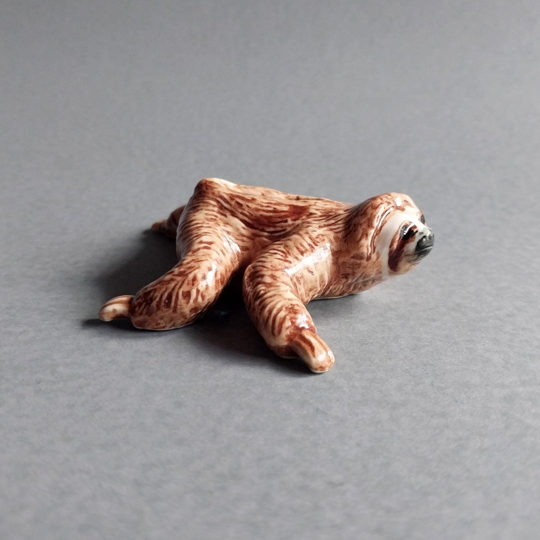 Miniature Ceramic Sloth Figurine Cute Hanging Sloth Animal Clay ...