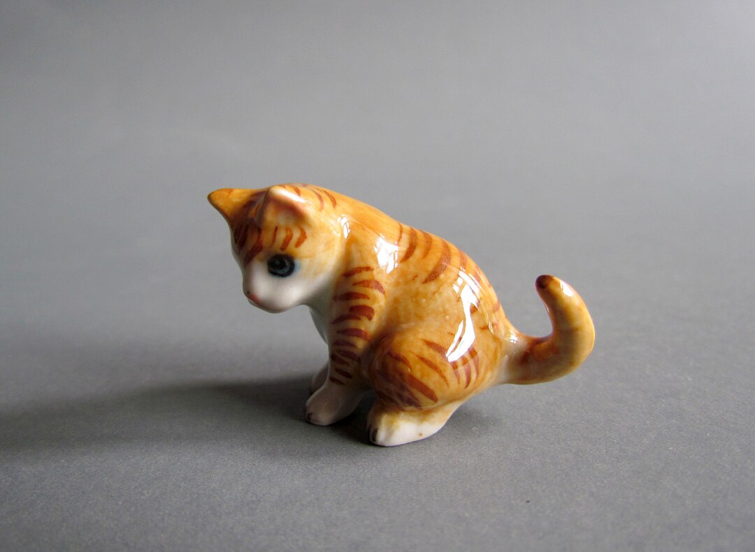 Miniature Ceramic Figurines Cat Ceramic Figurine Porcelain Figure ...