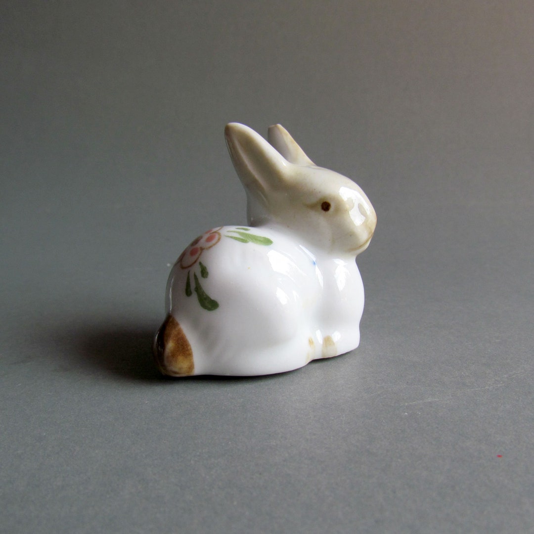 Ceramic Rabbit Figurine, Vintage Rabbit, Miniature Sculpture, Rustic ...