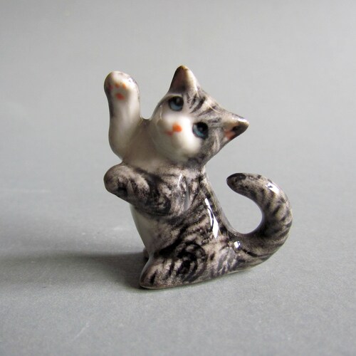 Miniature Ceramic Cat Kitty Kitten Animal Cute Little Tiny - Etsy