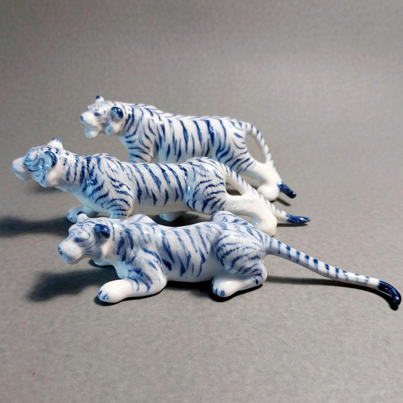 Porcelain Tiger Figurine - Etsy