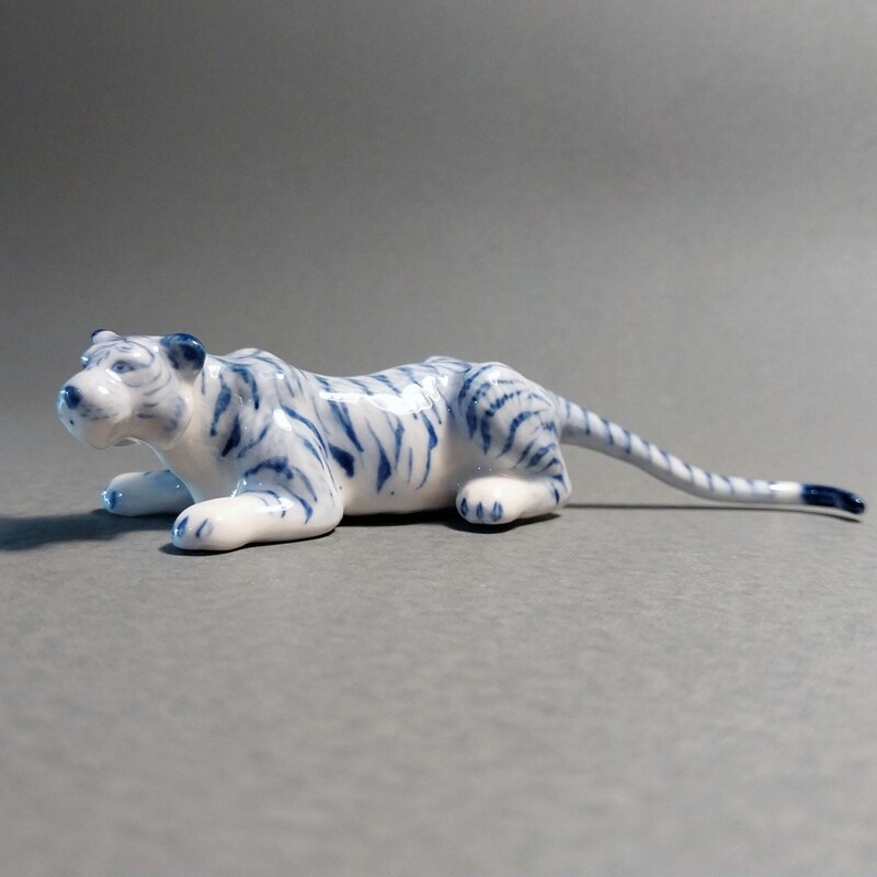 Porcelain Tiger Figurine - Etsy