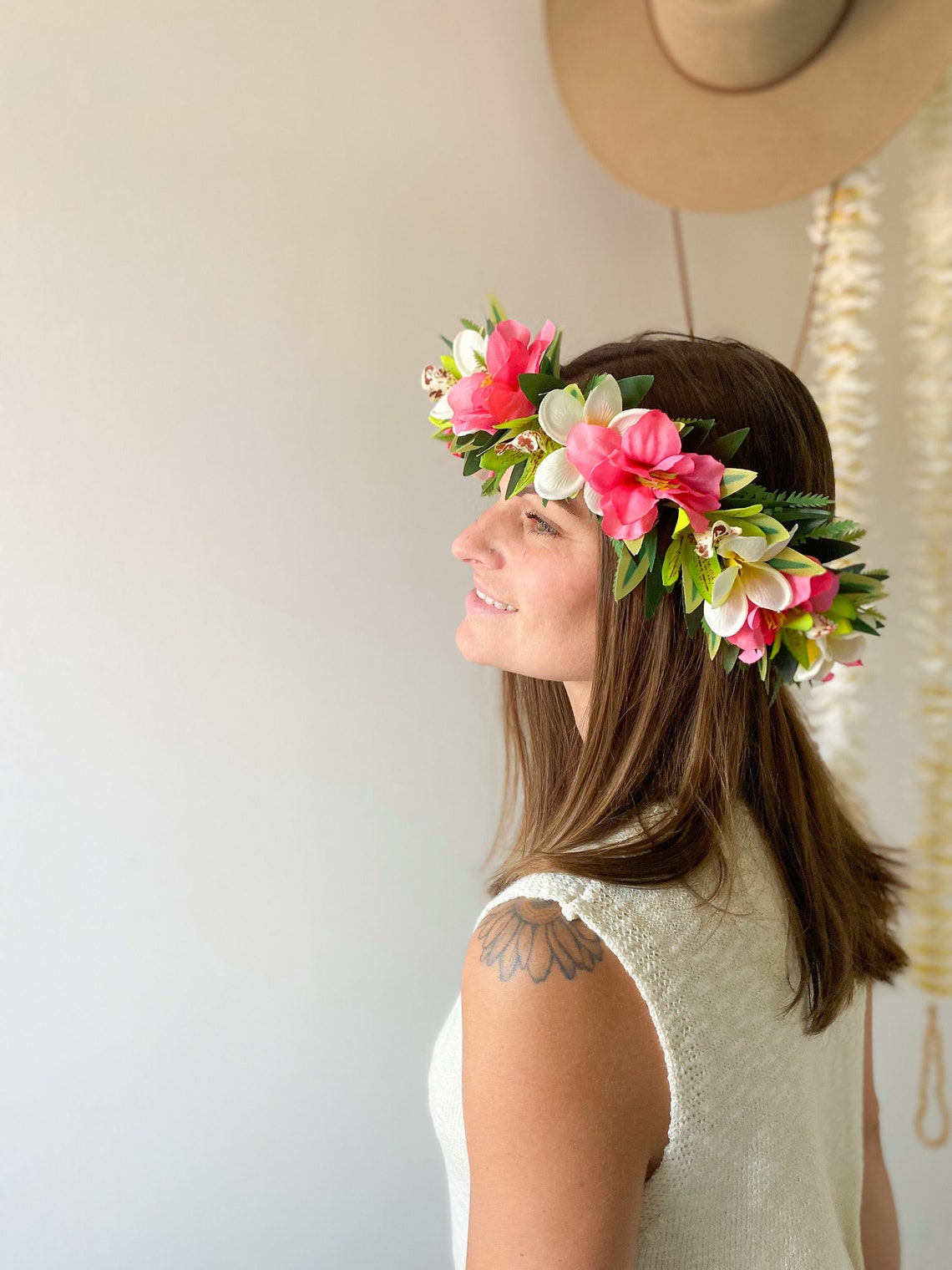 Flower Crown Silk Tropical Flower Crown Hawaii Flower Crown Orchid ...