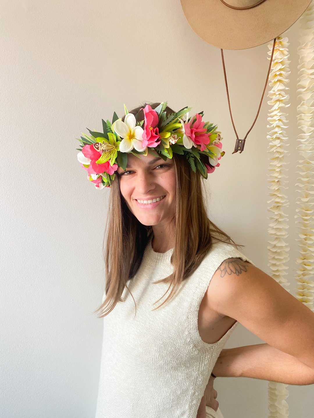 Flower Crown Silk Tropical Flower Crown Hawaii Flower Crown Orchid ...