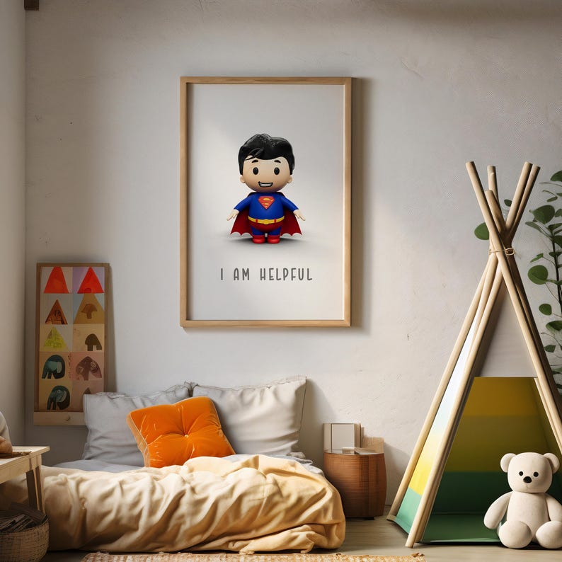 Superhero Posters Affirmation Wall Art | Full Set of 12 Digital Hero ...