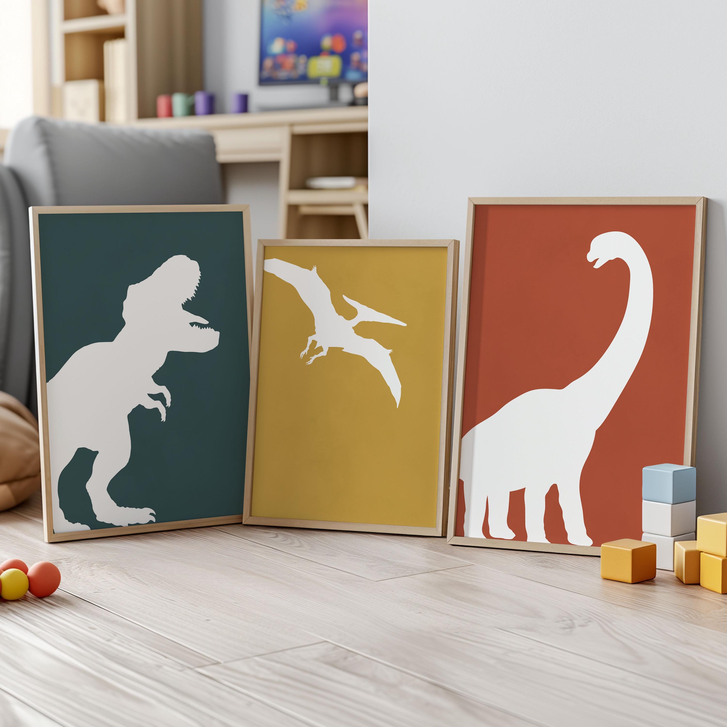 4 Roarsome Dinosaur, Each in 4 Dino-mite Colors | Digital Wall Art ...
