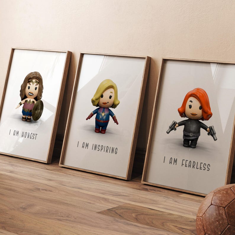 Superhero Posters Affirmation Wall Art | Full Set of 12 Digital Hero ...