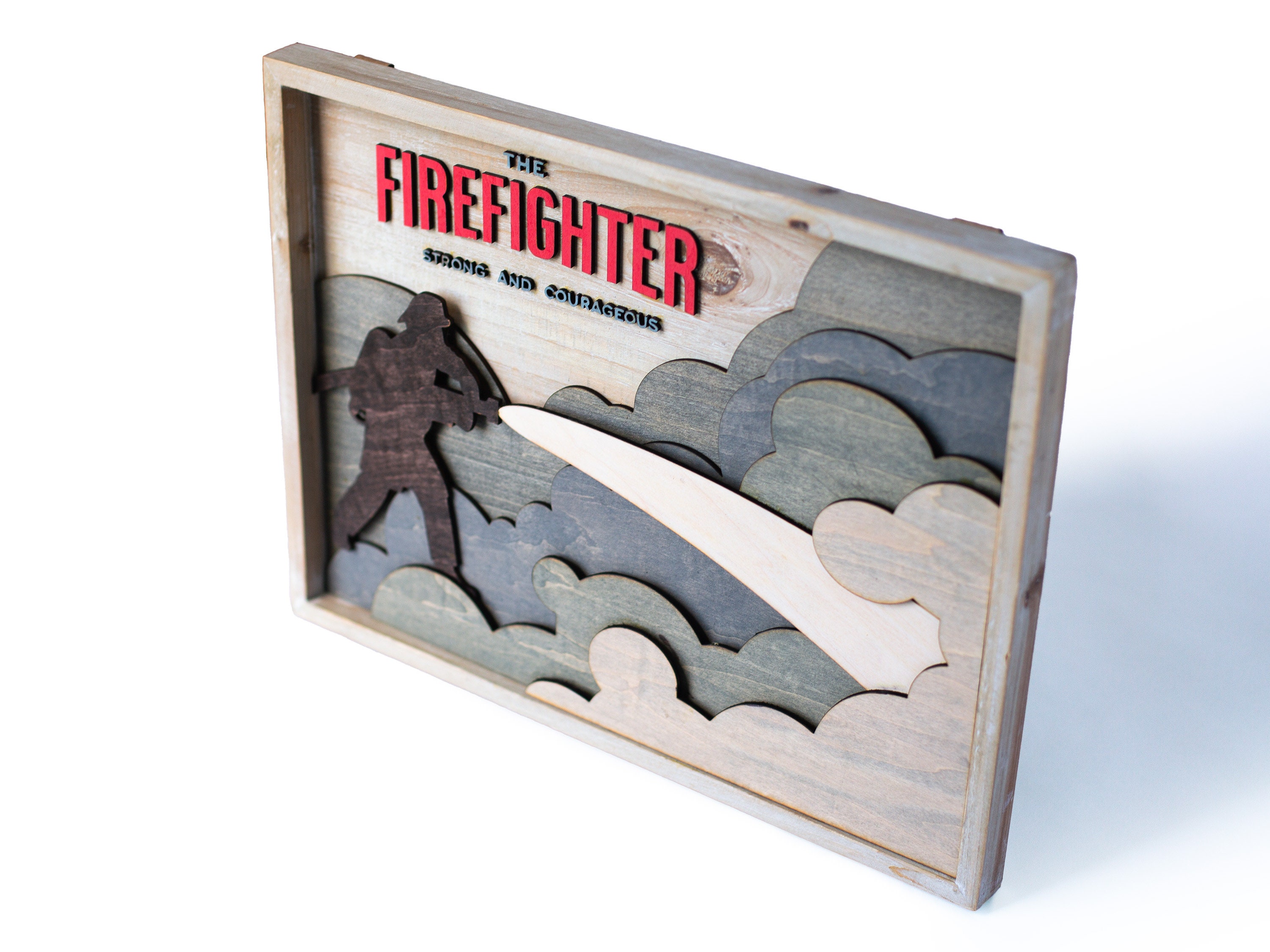 3D Layered Firefighter Wooden Wall Art - Etsy