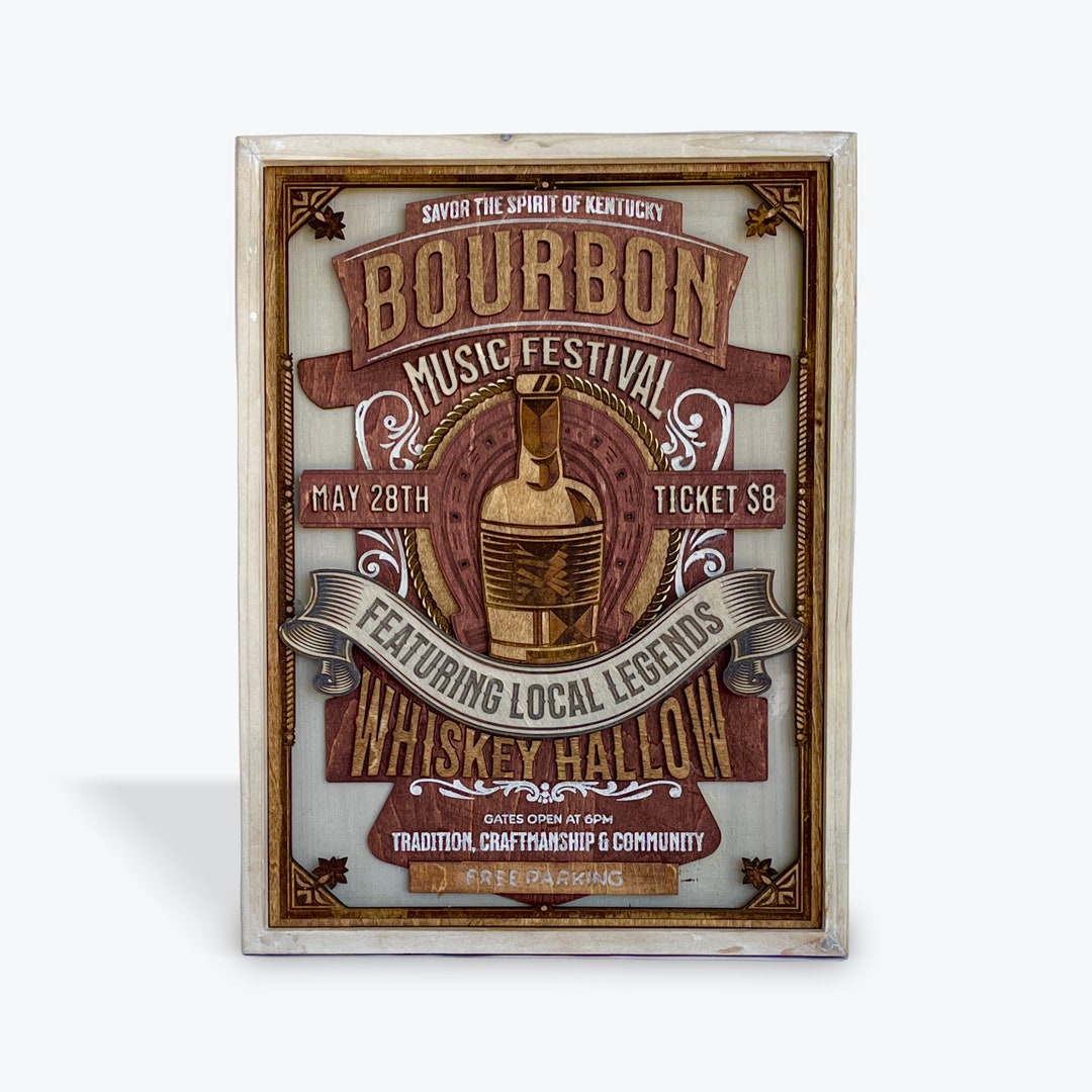 Bourbon Themed Wall Art Bourbon Decor Rustic Bar Bourbon Poster Music ...