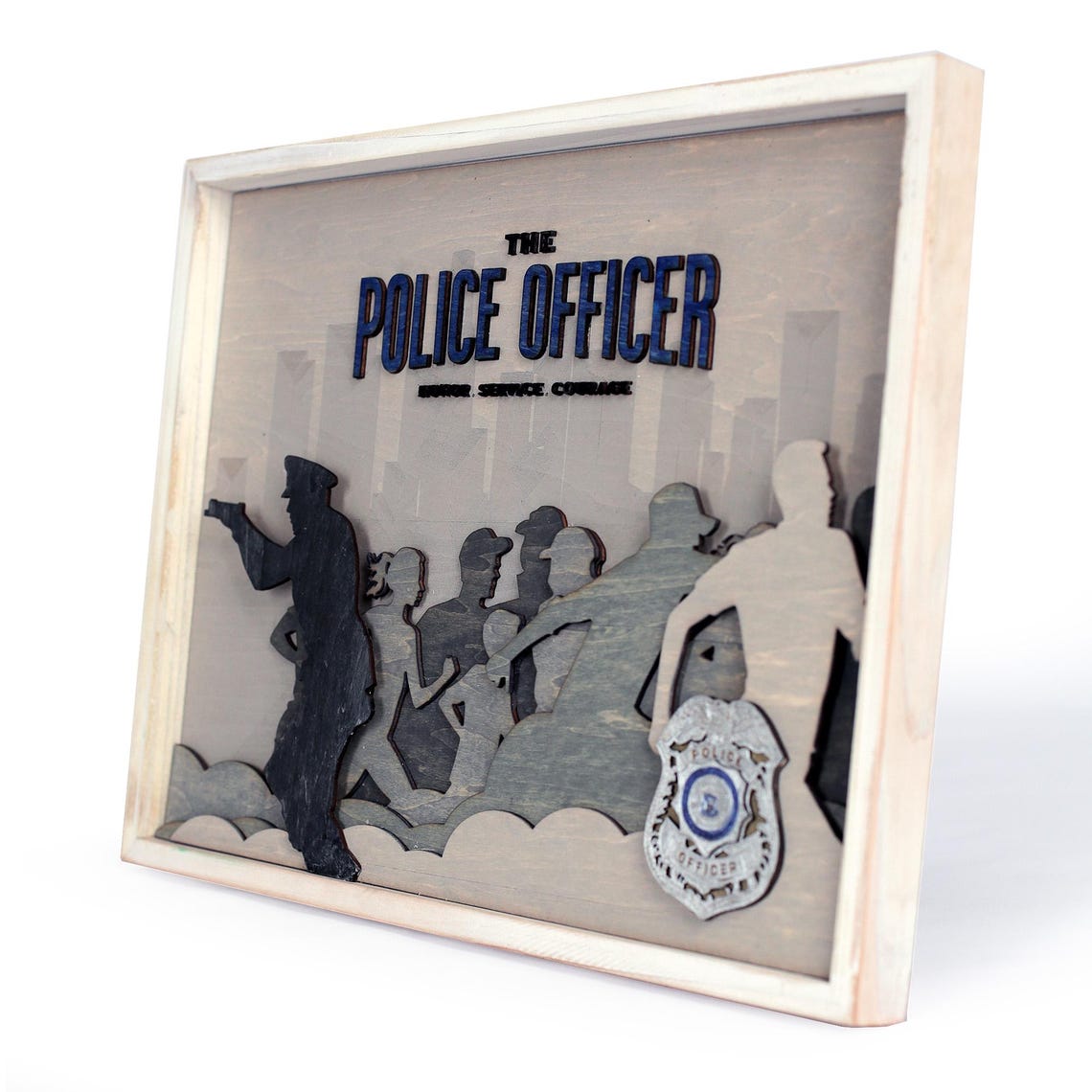 Handcrafted Wooden Police Officer Wall Art, Badge Decor - Etsy