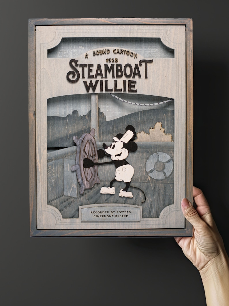 Steamboat Willie 3D Wooden Wall Art, Handcrafted Cartoon Decor - Etsy