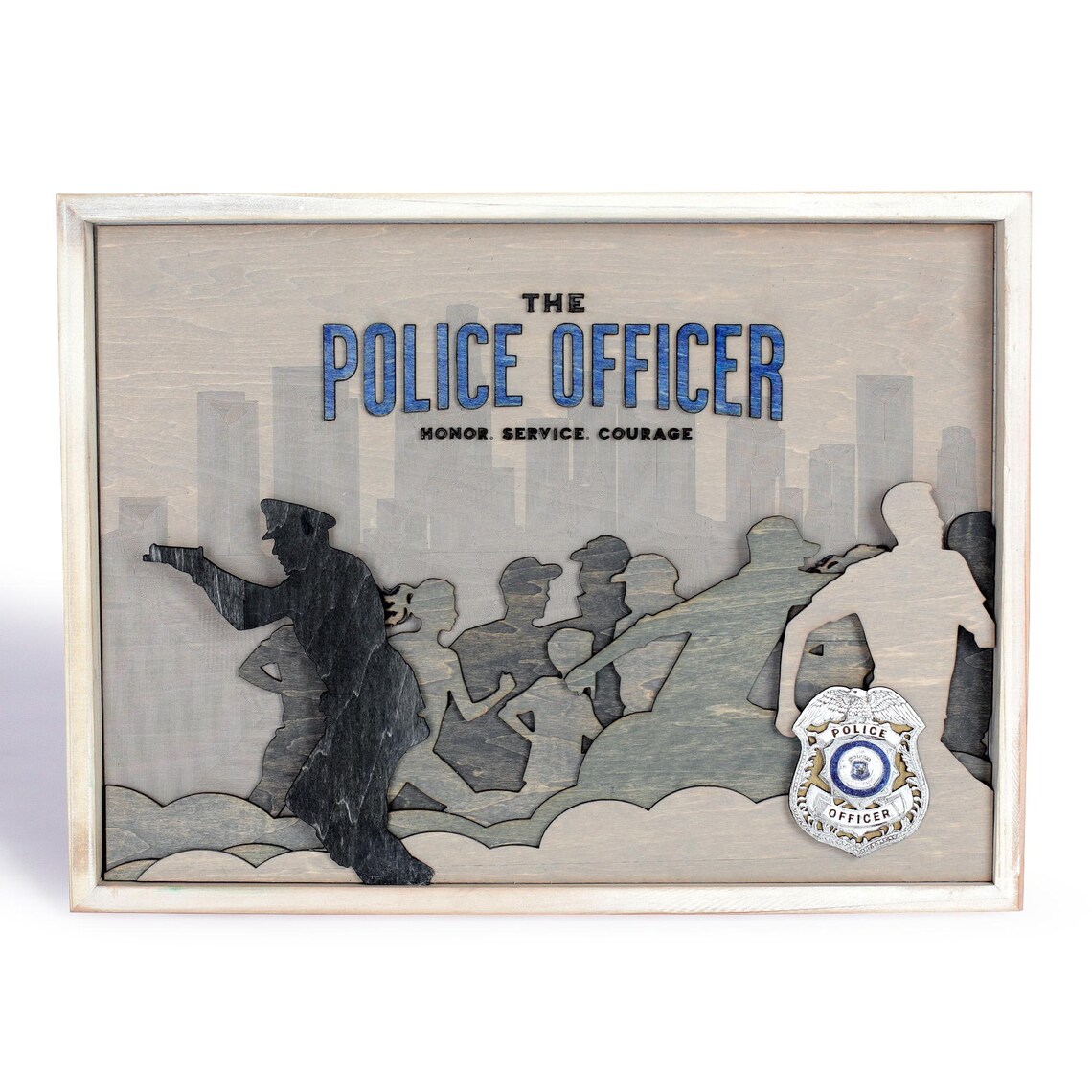 Handcrafted Wooden Police Officer Wall Art, Badge Decor - Etsy