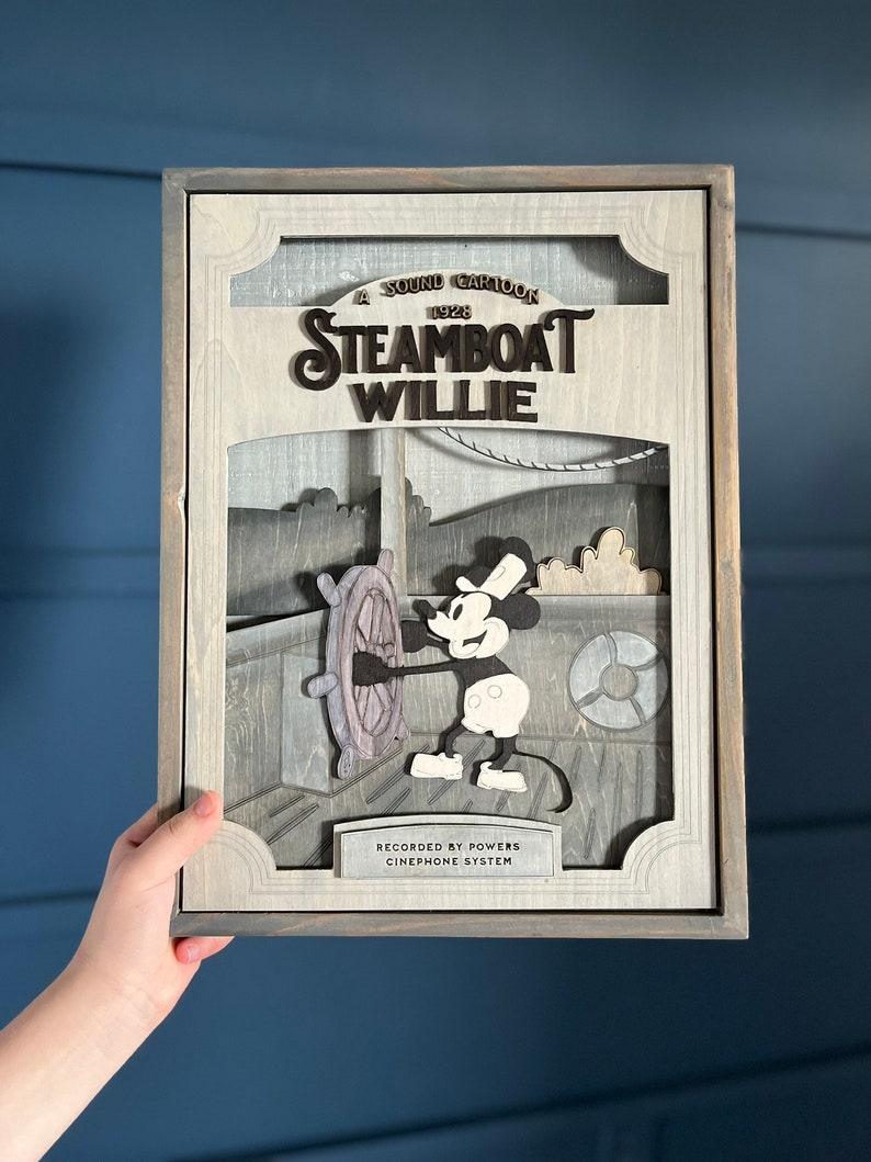 Steamboat Willie 3D Wooden Wall Art, Handcrafted Cartoon Decor - Etsy