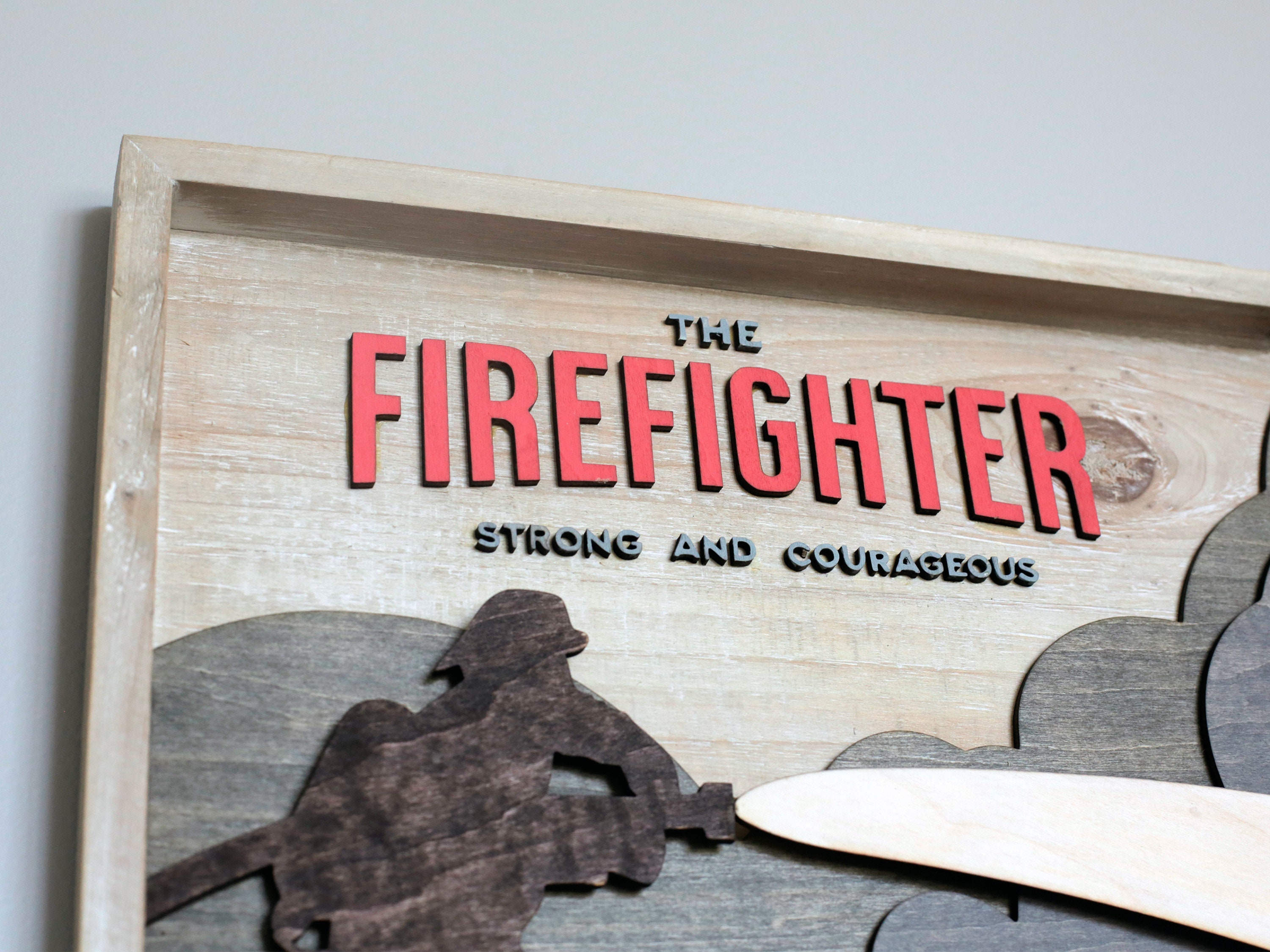 3D Layered Firefighter Wooden Wall Art - Etsy