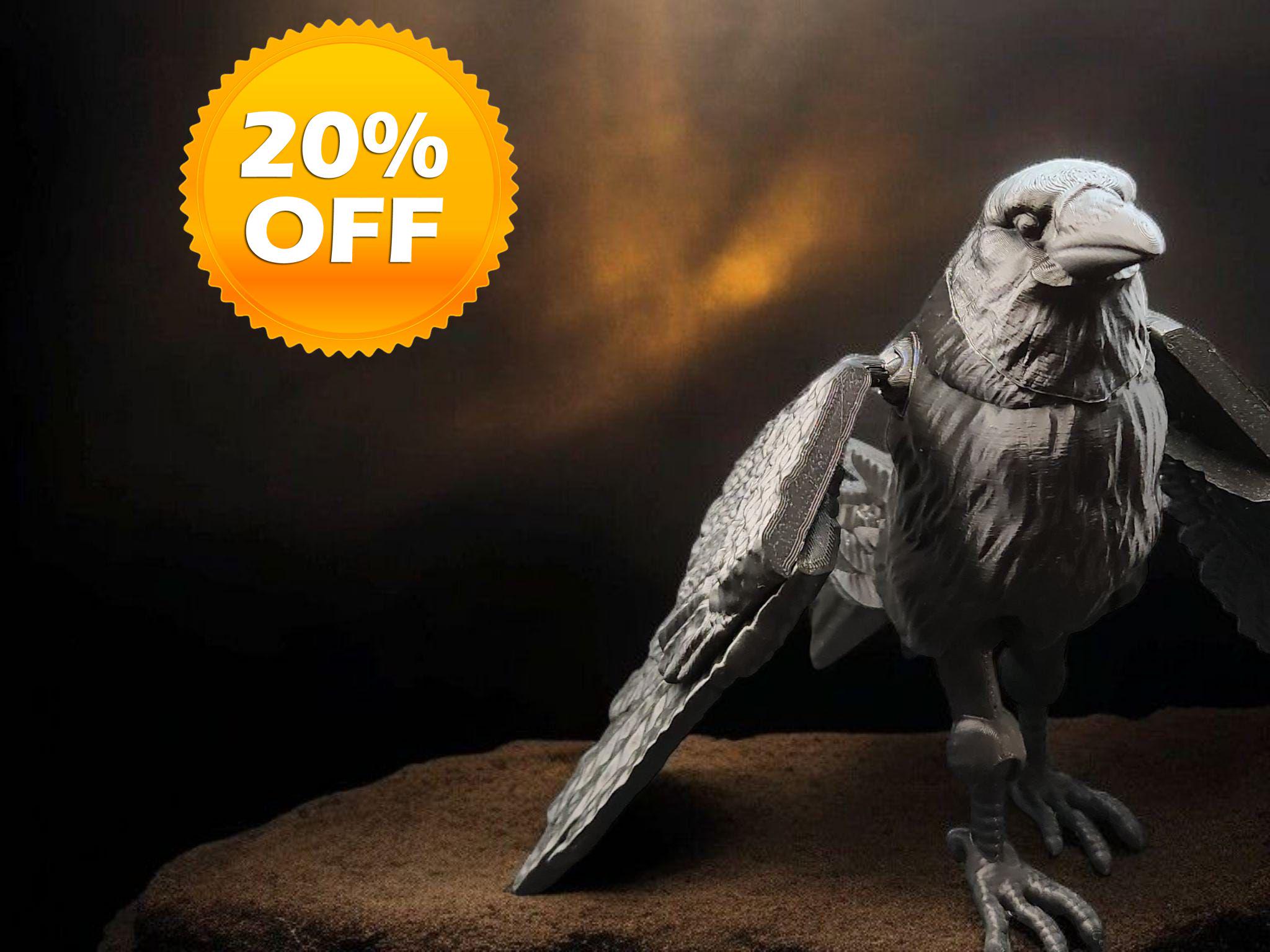 Articulated Raven 3D Printed Poseable Crow Figurine | Gothic Desk Decor ...