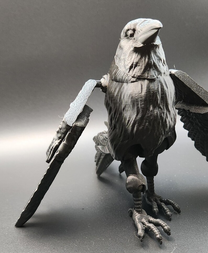 Realistic 3D Printed Articulated Raven 3D Printed Poseable Crow ...