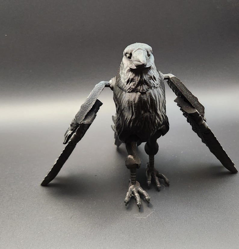Realistic 3D Printed Articulated Raven 3D Printed Poseable Crow ...